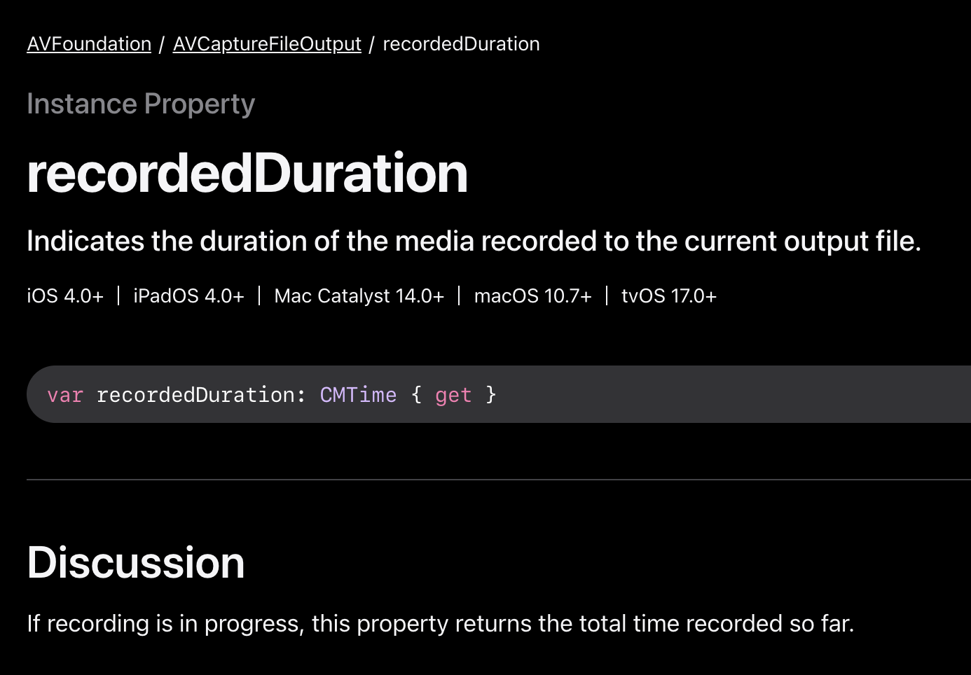AVCaptureMovieFileOutput recordedDuration Value is Inaccurate